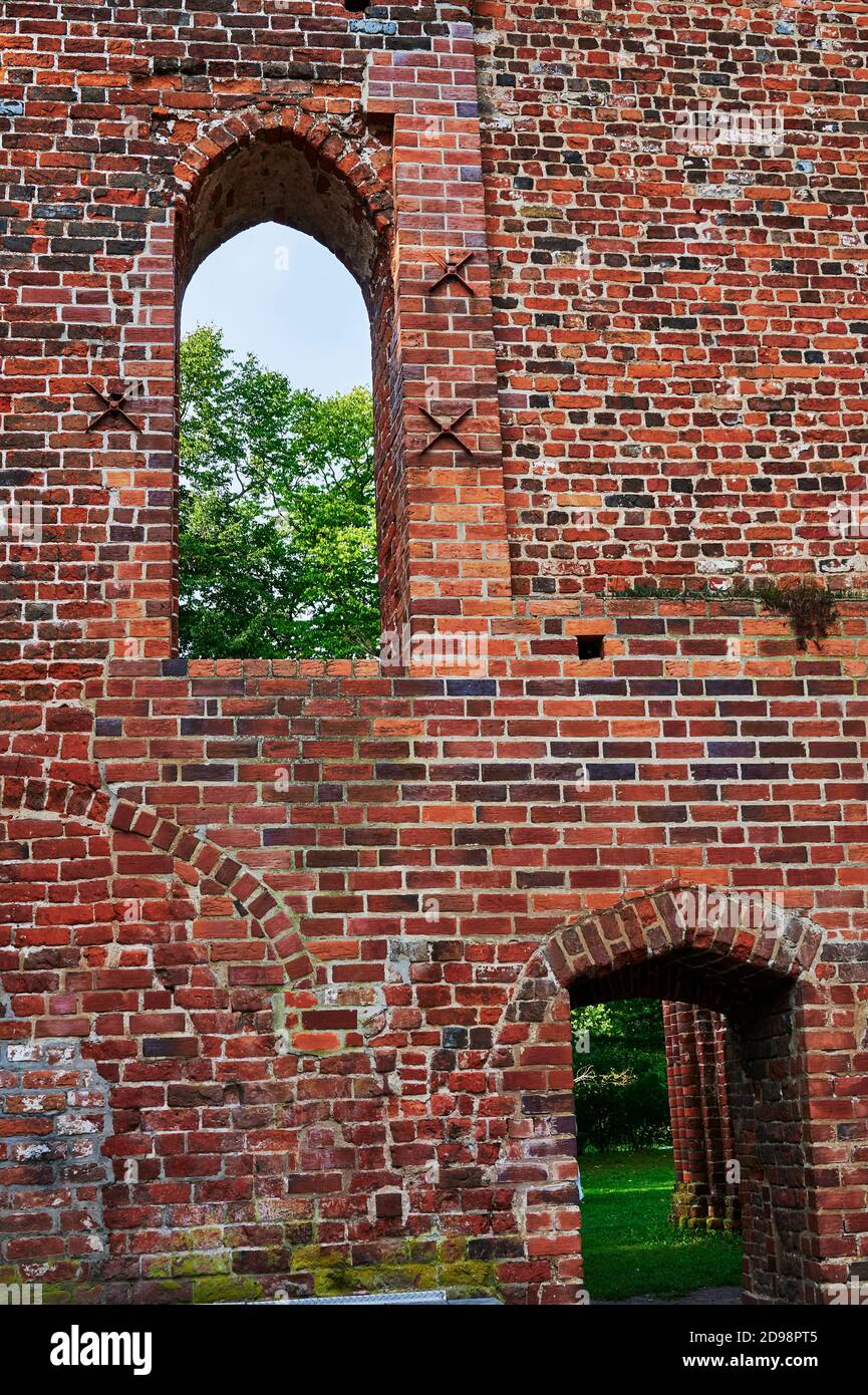 Medieval ruined monastery in a public park in Greifswald, Germany Stock ...