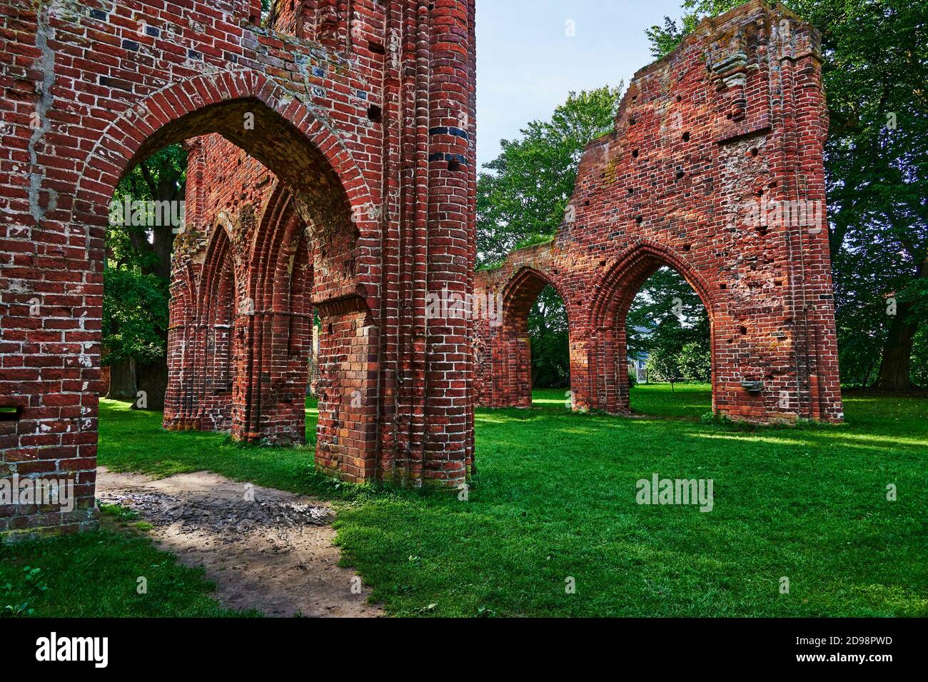 Medieval ruined monastery in a public park in Greifswald, Germany Stock ...