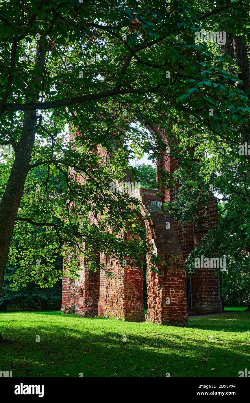 Medieval ruined monastery in a public park in Greifswald, Germany Stock ...