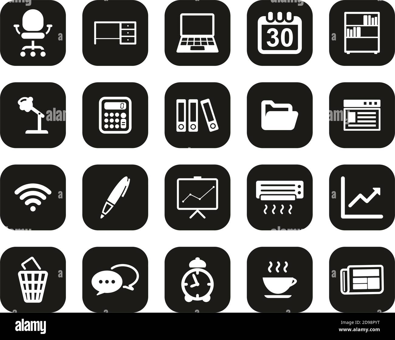 Office & Office Equipment Icons White On Black Flat Design Set Big Stock Vector Image & Art - Alamy