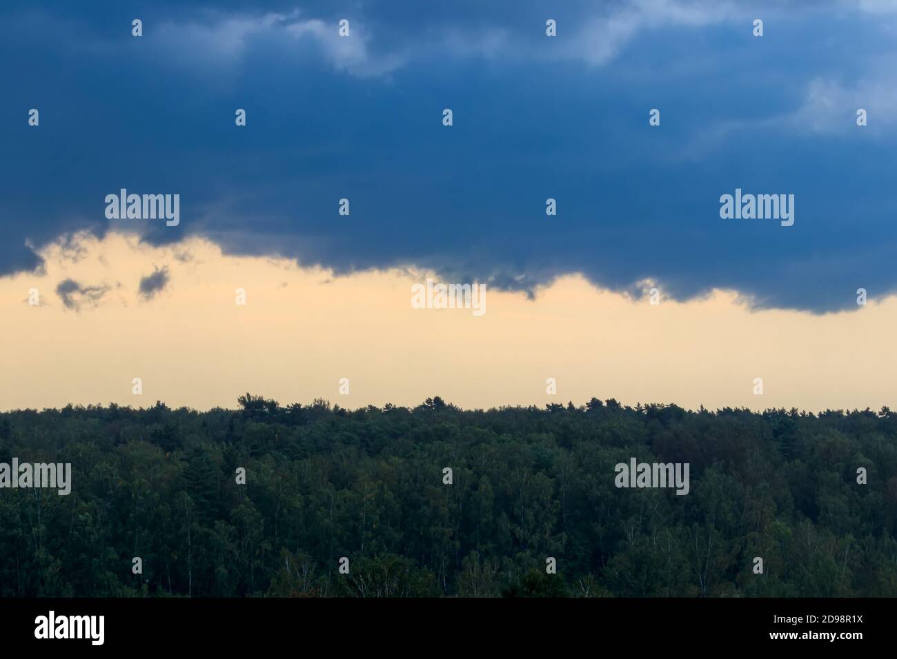 Dark blue heavy storm clouds before a thunderstorm or hurricane ...
