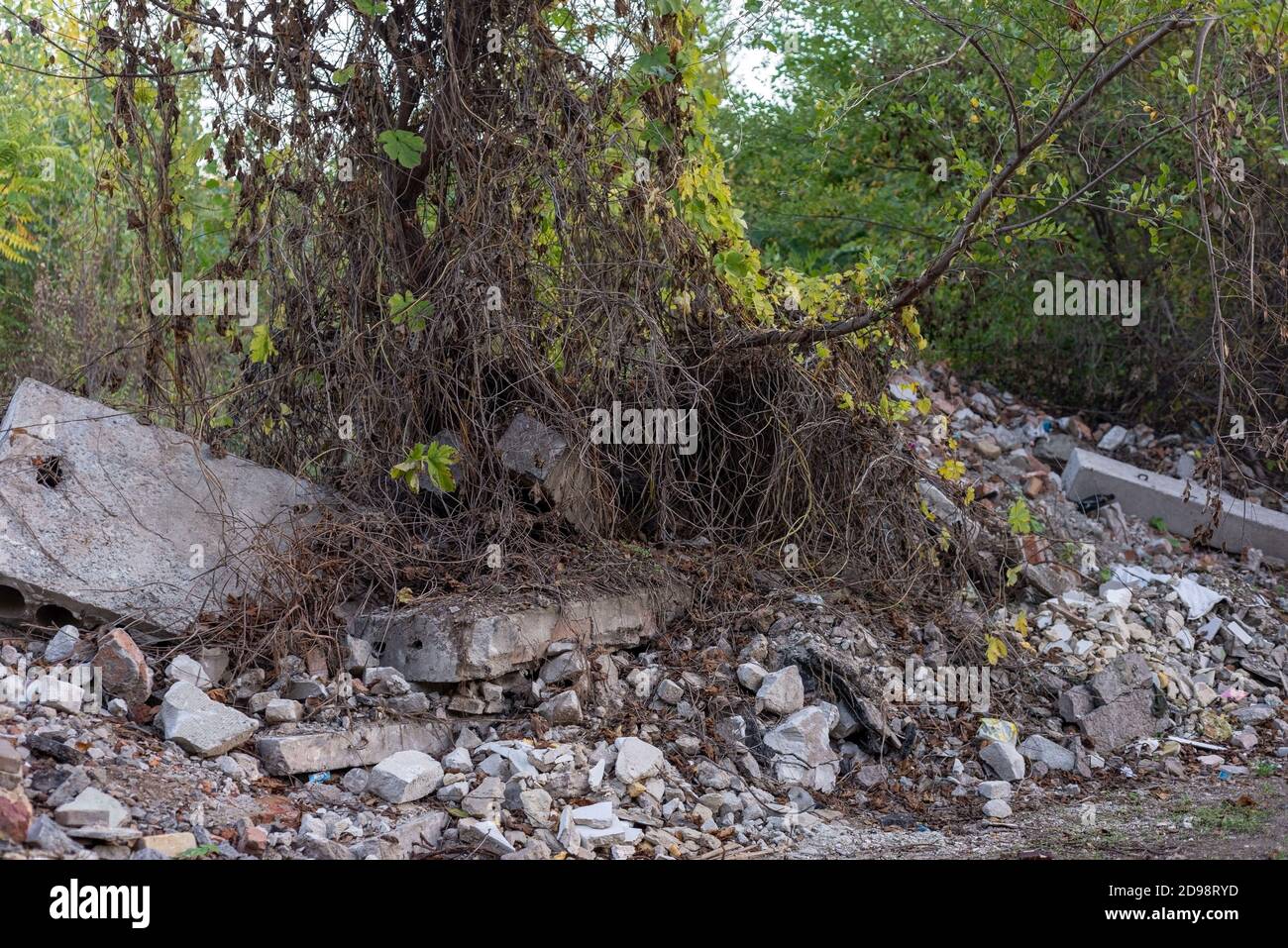 environmental pollution by construction waste concrete slabs Landfill ...
