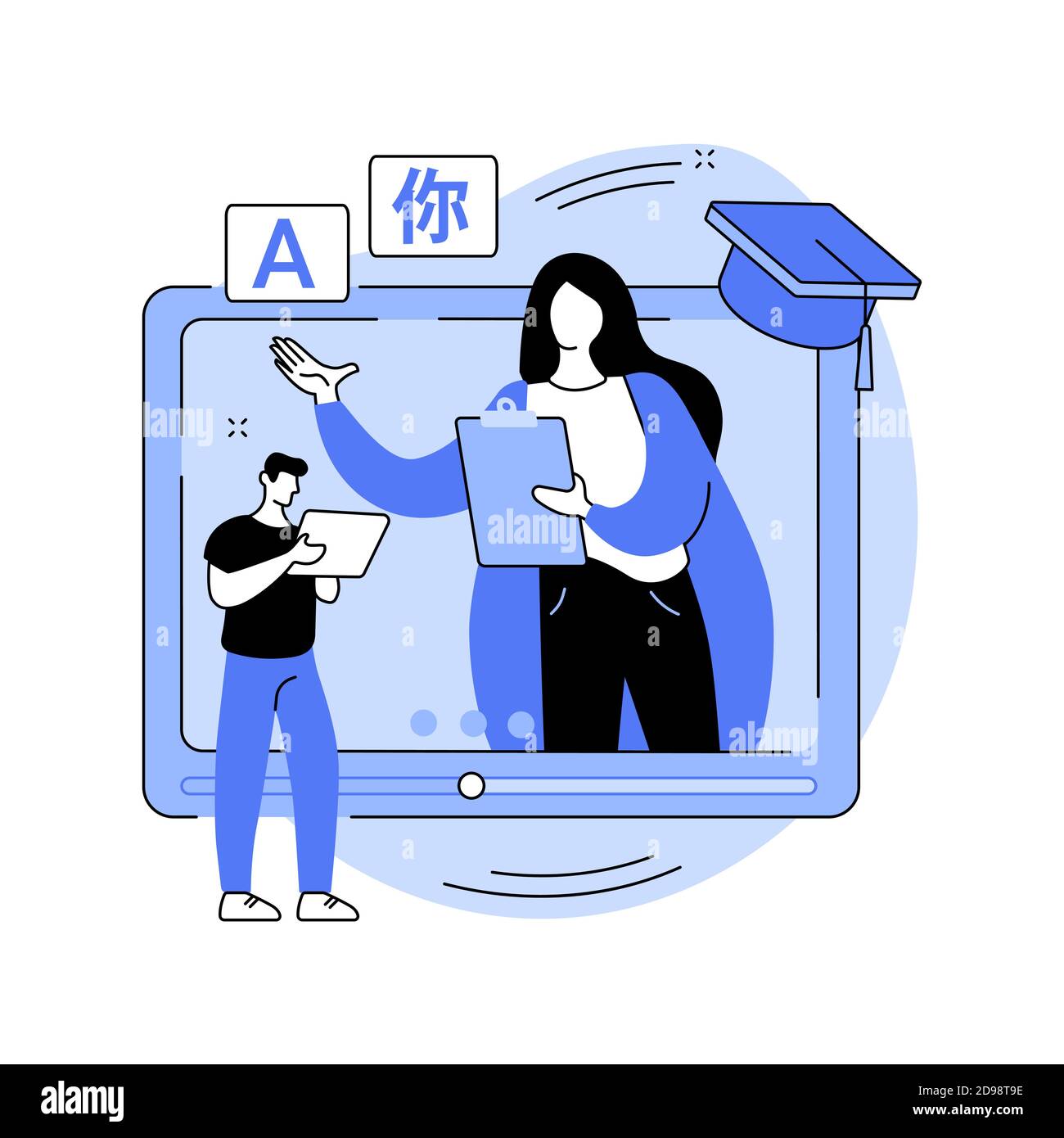 Online language tutoring abstract concept vector illustration Stock ...