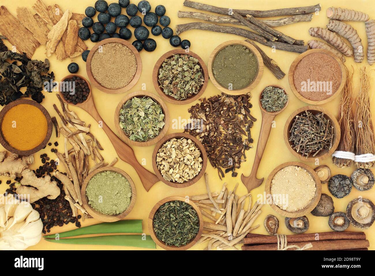 Adaptogen health food with herbs, spices & supplement powders. Natural ...