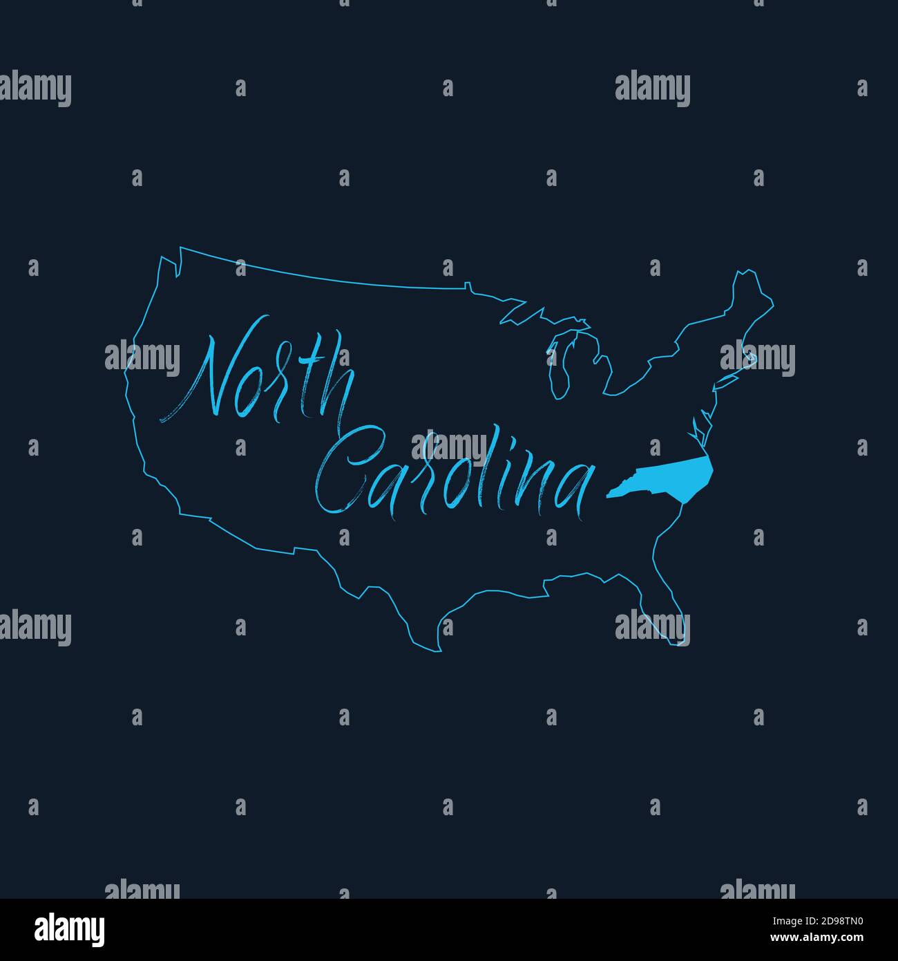 North Carolina NC state highlighted on United States of America map ...