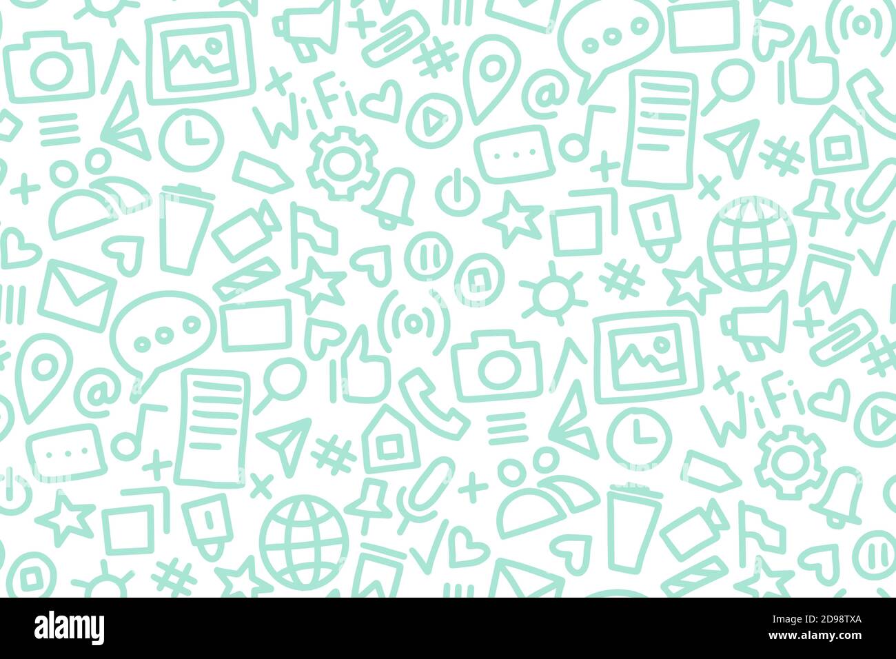 Social Network seamless pattern doodle style. Vector illustration wits ...
