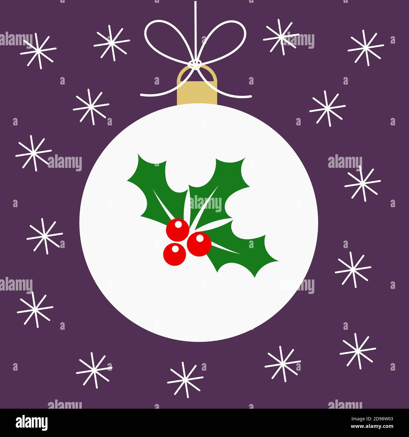 Christmas bauble with holly ornament. Vector illustration Stock Vector ...