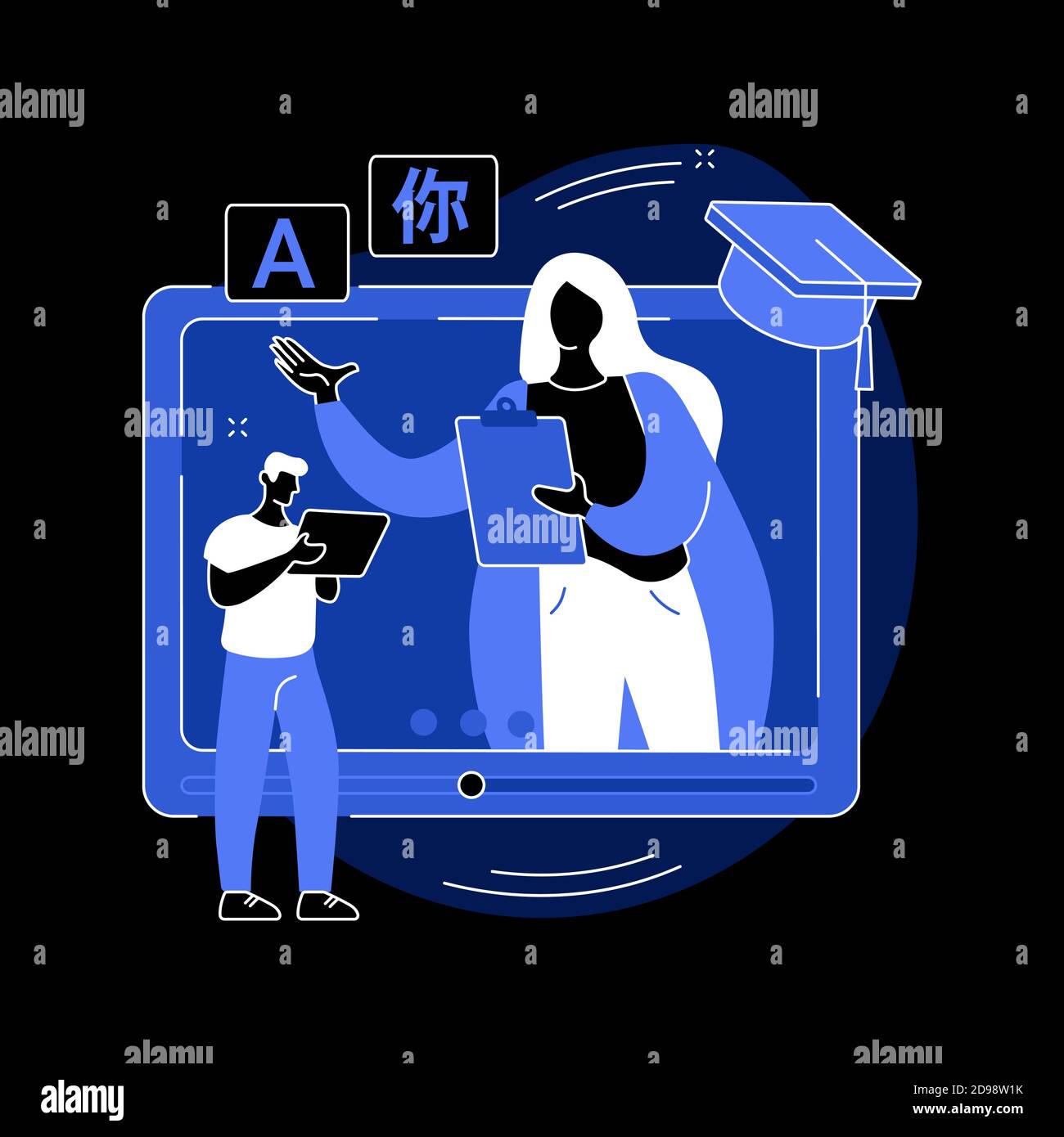 Online language tutoring abstract concept vector illustration Stock ...