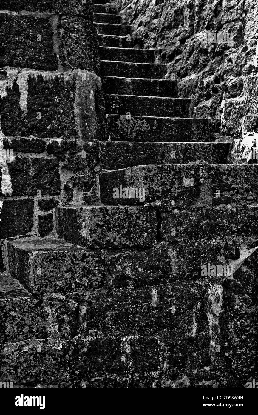 Steps ancient stone stairway Black and White Stock Photos & Images - Alamy