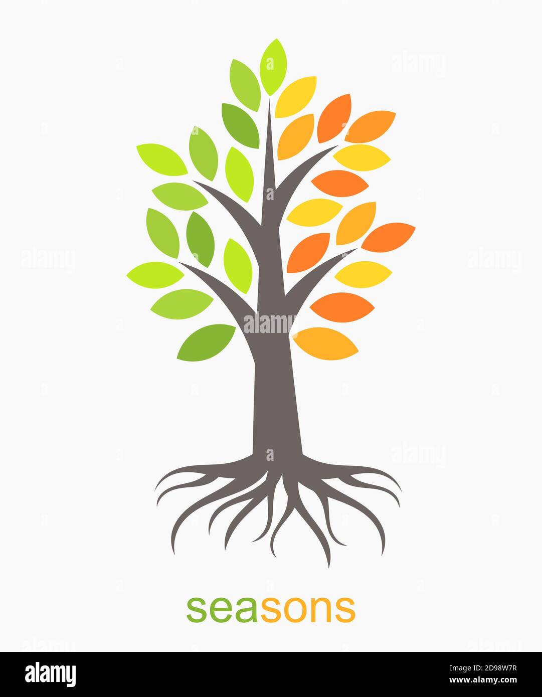 Autumn and spring seasons tree. Vector illustration Stock Vector Image ...