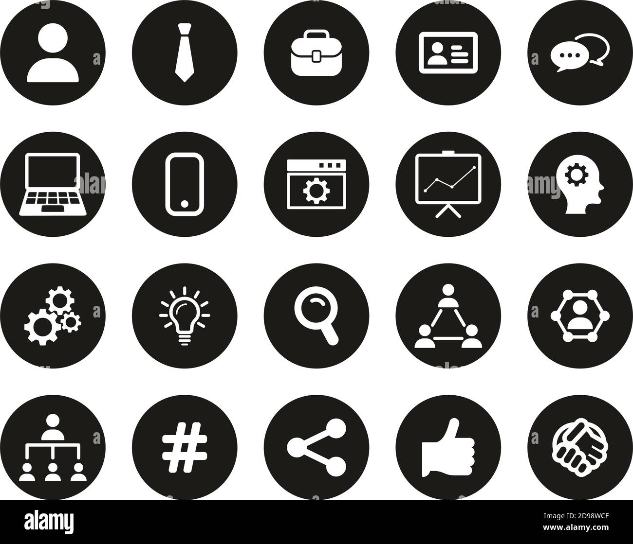 Office Worker Icons White On Black Flat Design Circle Set Big Stock ...