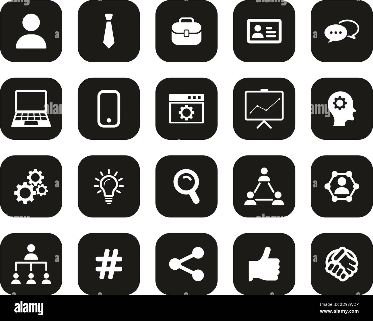 Office Worker Icons White On Black Flat Design Set Big Stock Vector ...