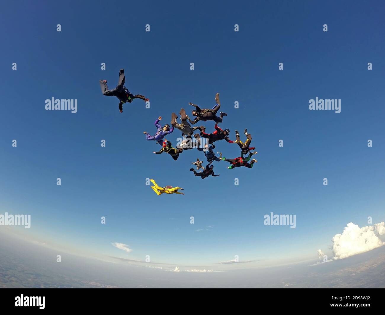 Skydiving group formation Stock Photo - Alamy