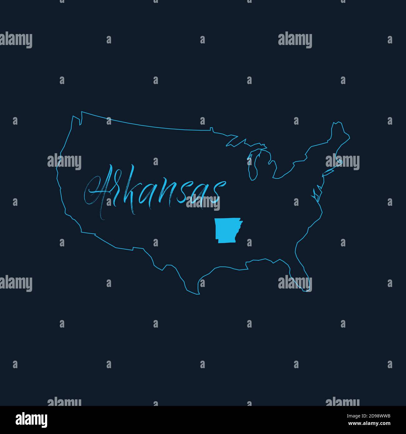 Arkansas state highlighted on United States of America map , USA ...