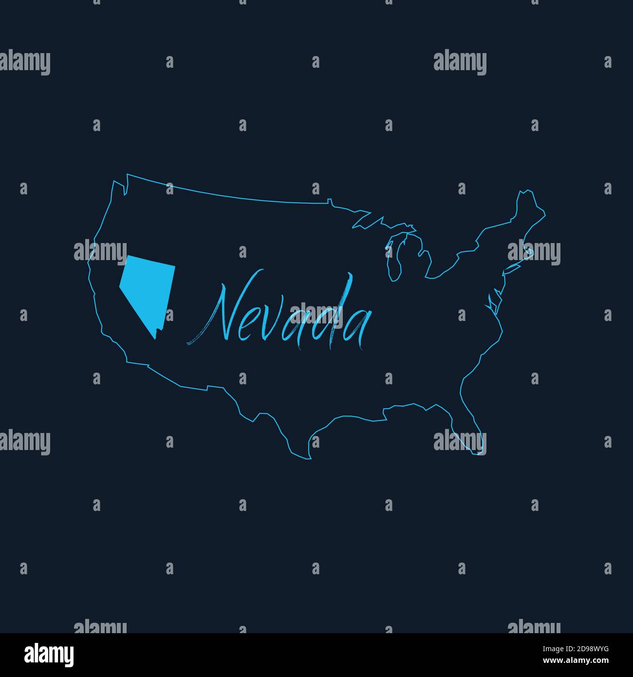 Nevada state highlighted on United States of America map , USA ...