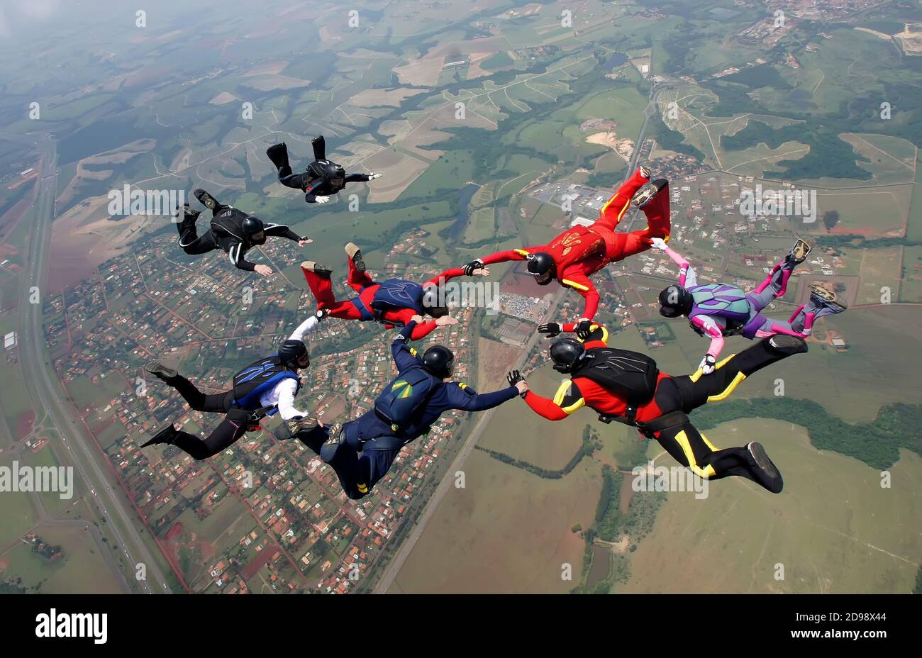 Skydiving group formation Stock Photo - Alamy