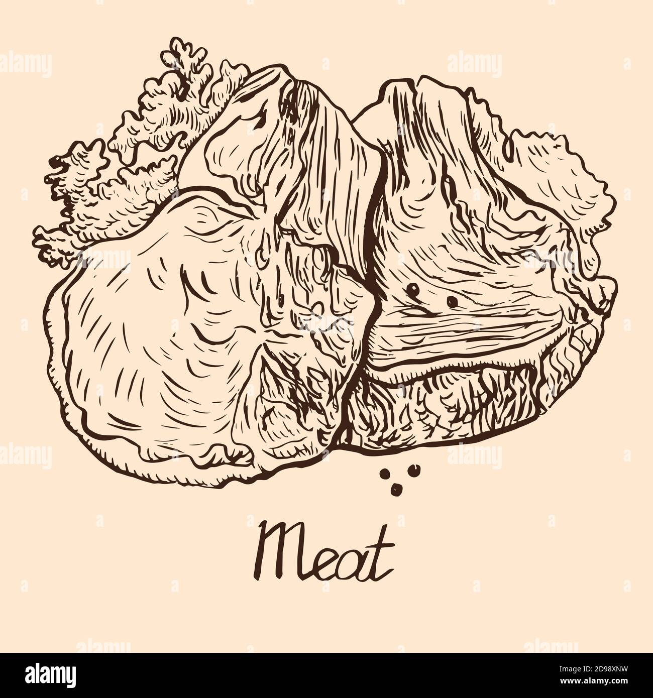 Cut meat, hand drawn doodle, simple sketch ink illustration Stock Photo ...
