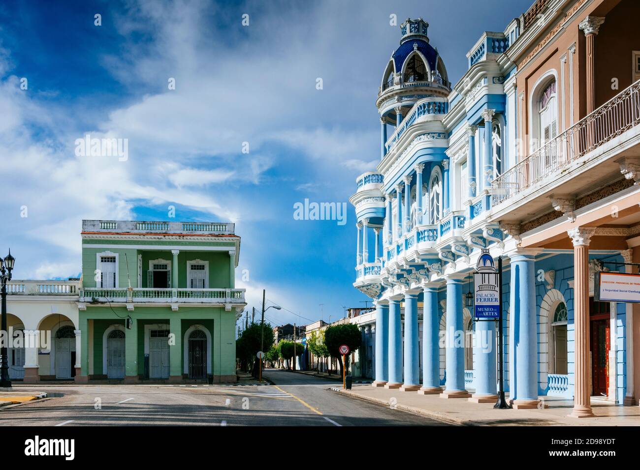 West side of the José Martí Park. The Ferrer palace with lookout tower ...