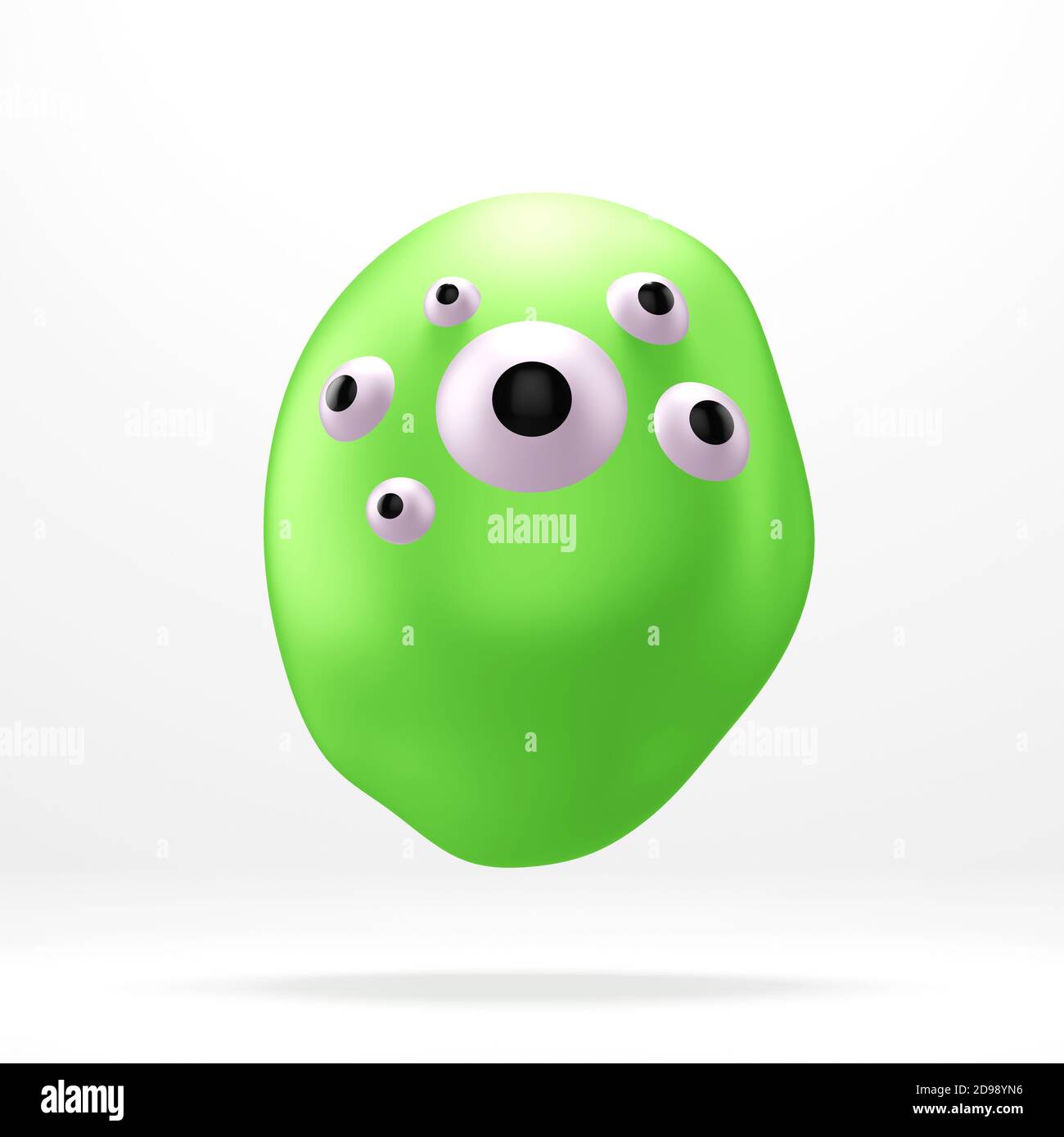 Abstract green microbe monster with many eyes, 3d illustration Stock ...