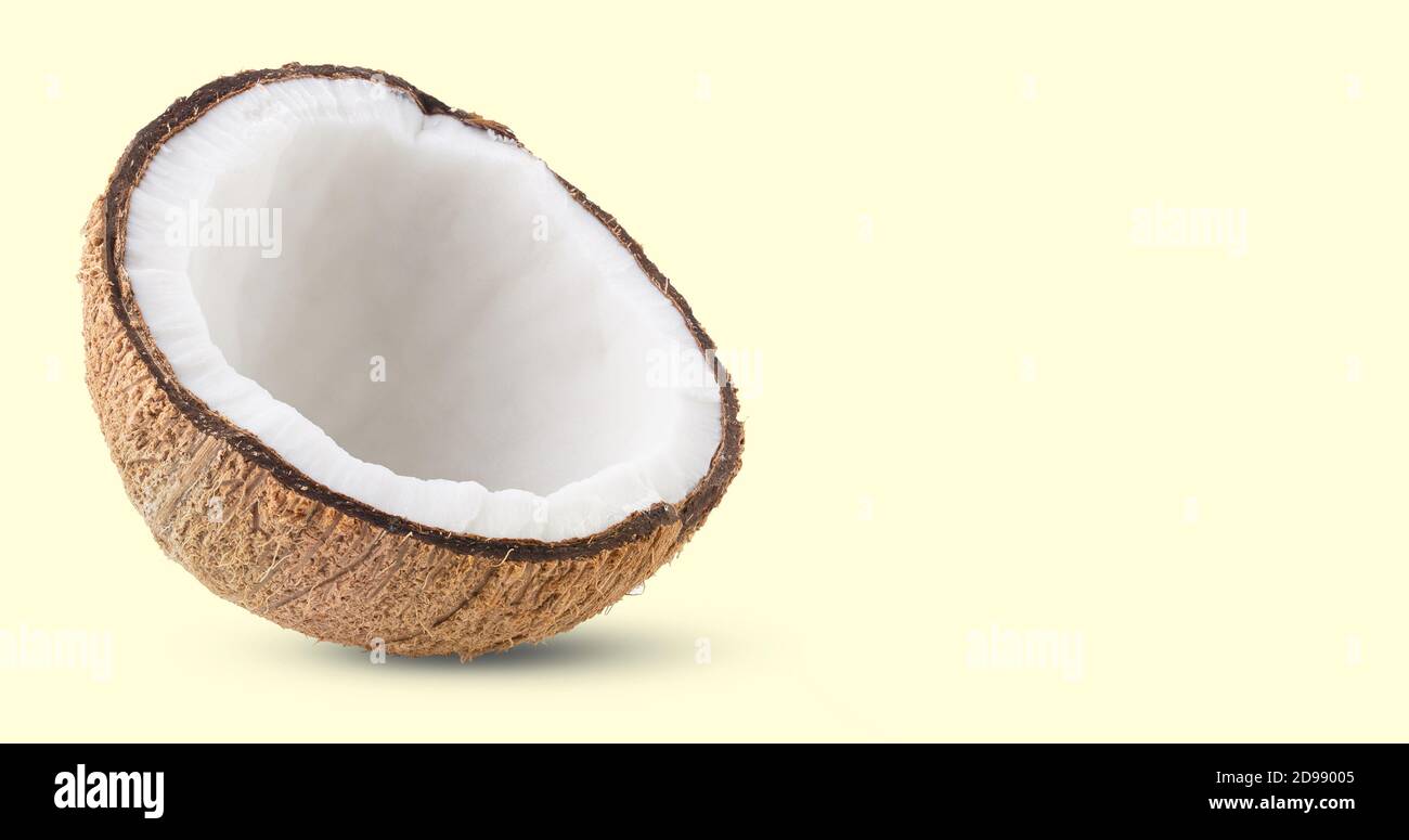 Coconut fruit colorful pattern on a pastel yellow background. Summer ...
