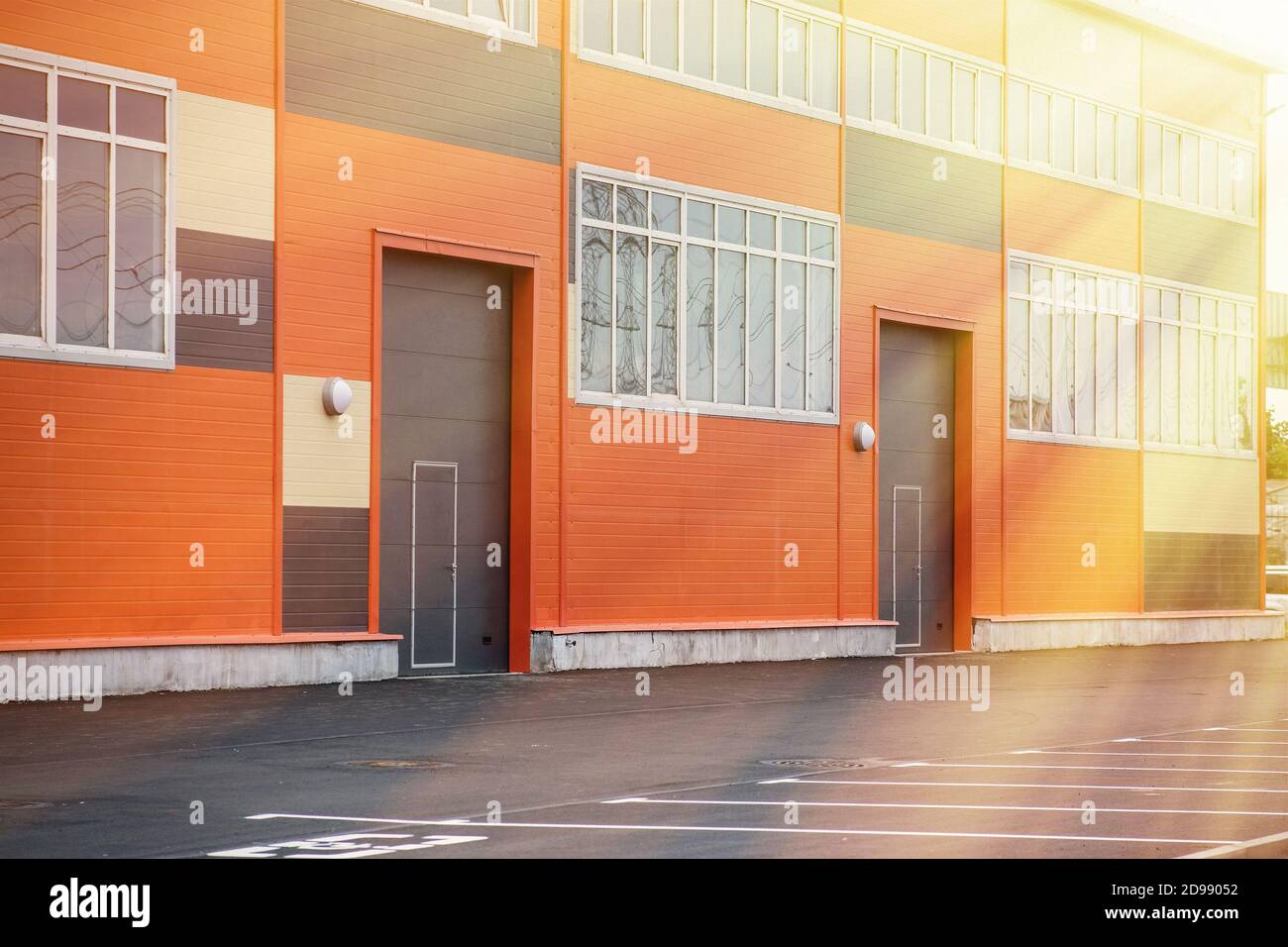 Warehouse building with lifting gates for entering trucks Stock Photo ...