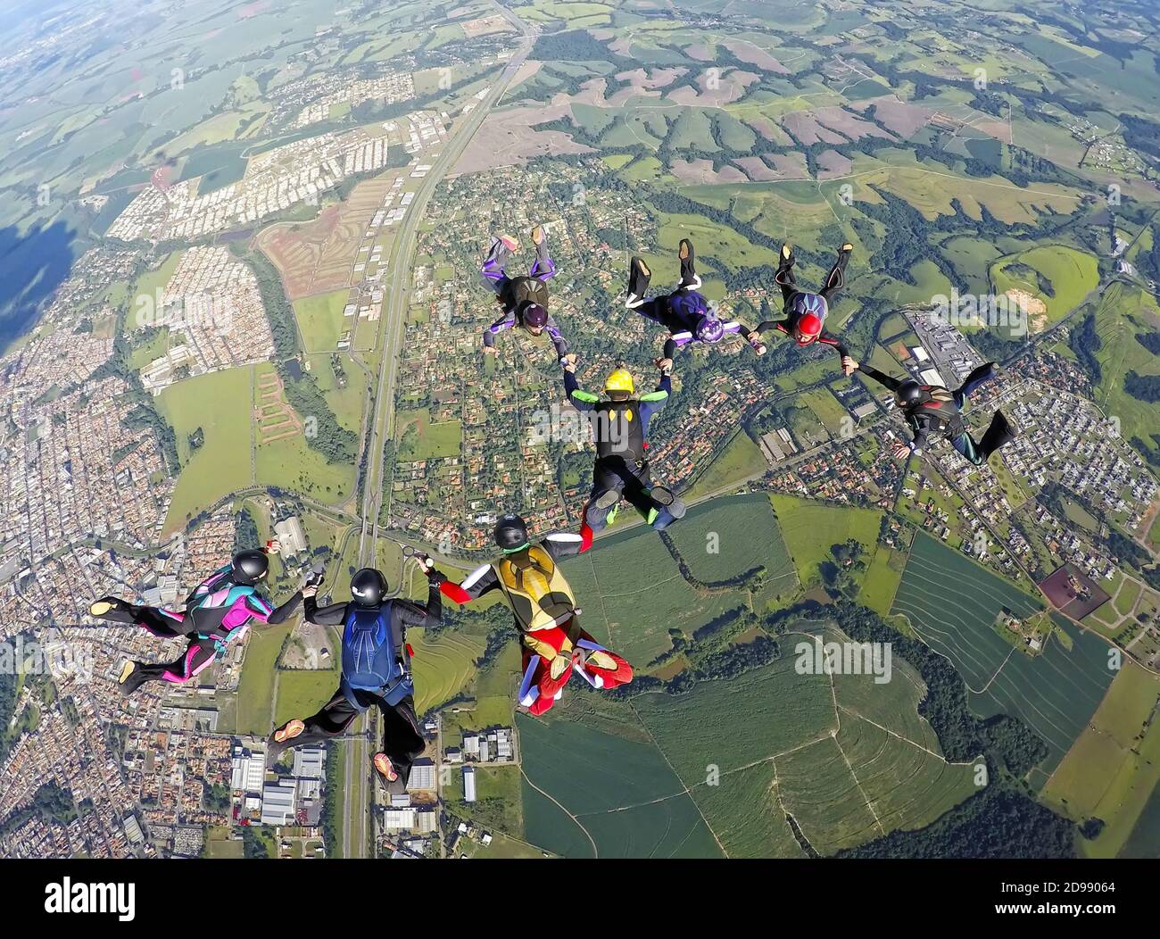 Skydiving group formation Stock Photo - Alamy