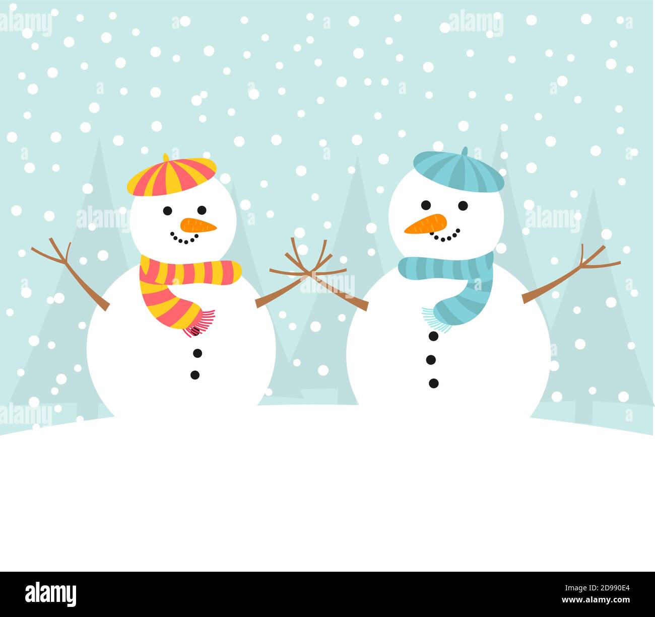 Snowman couple winter card. Vector illustration Stock Vector Image ...