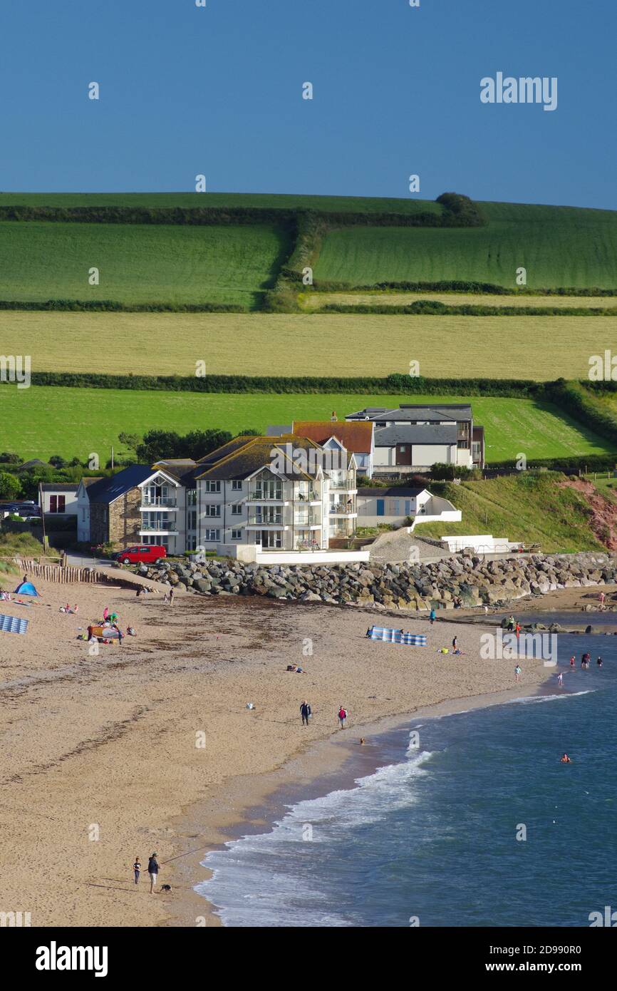 Luxury Coastal Property and Patchwork Fields. Thurlestone Beach, South ...