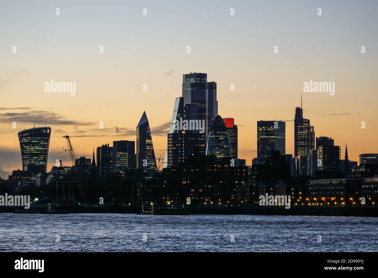 London City skyscrapers at sunset, England United Kingdom UK Stock ...