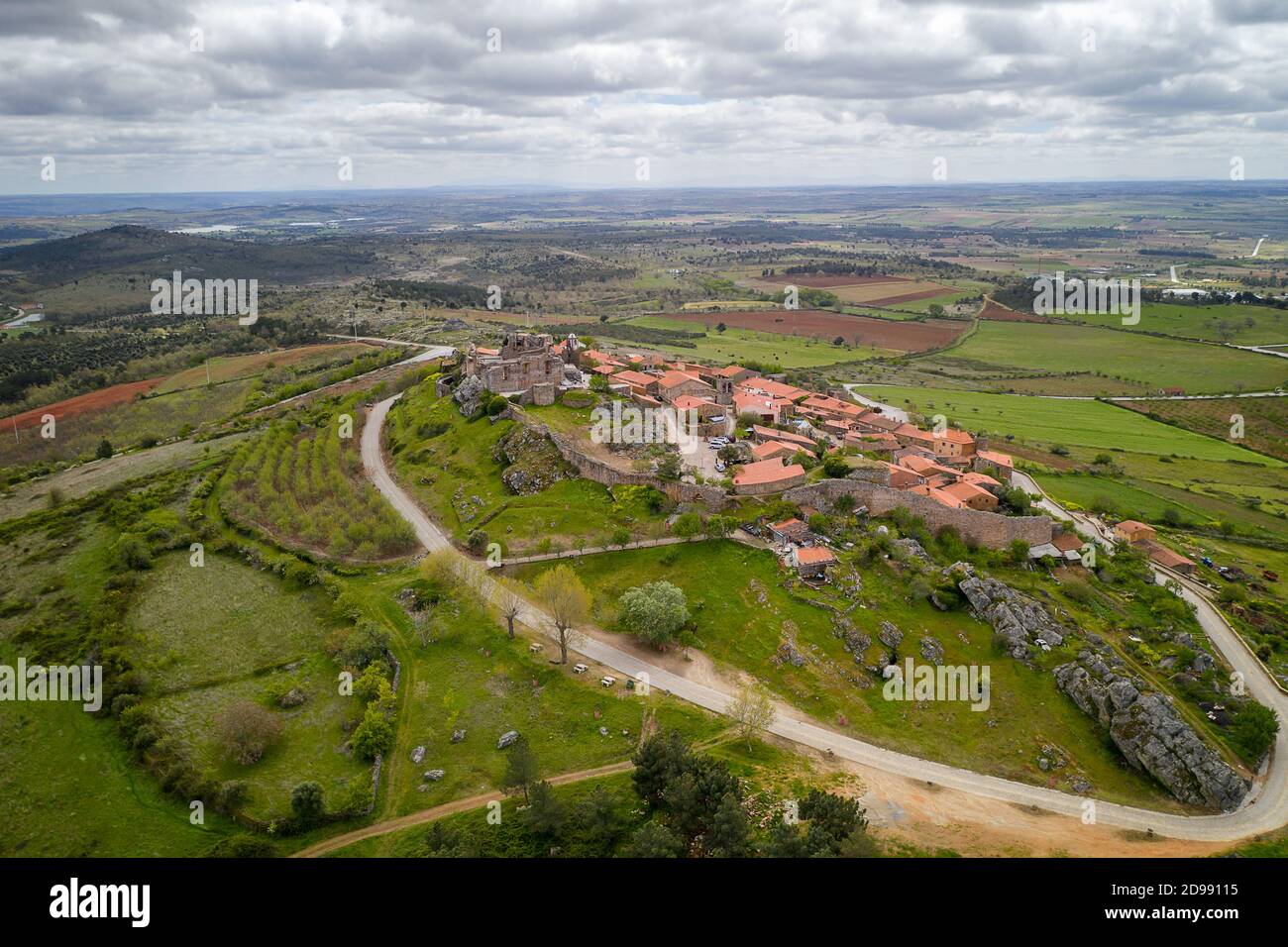 Castelo Rodrigo drone aerial view village landscape, in Portugal Stock ...