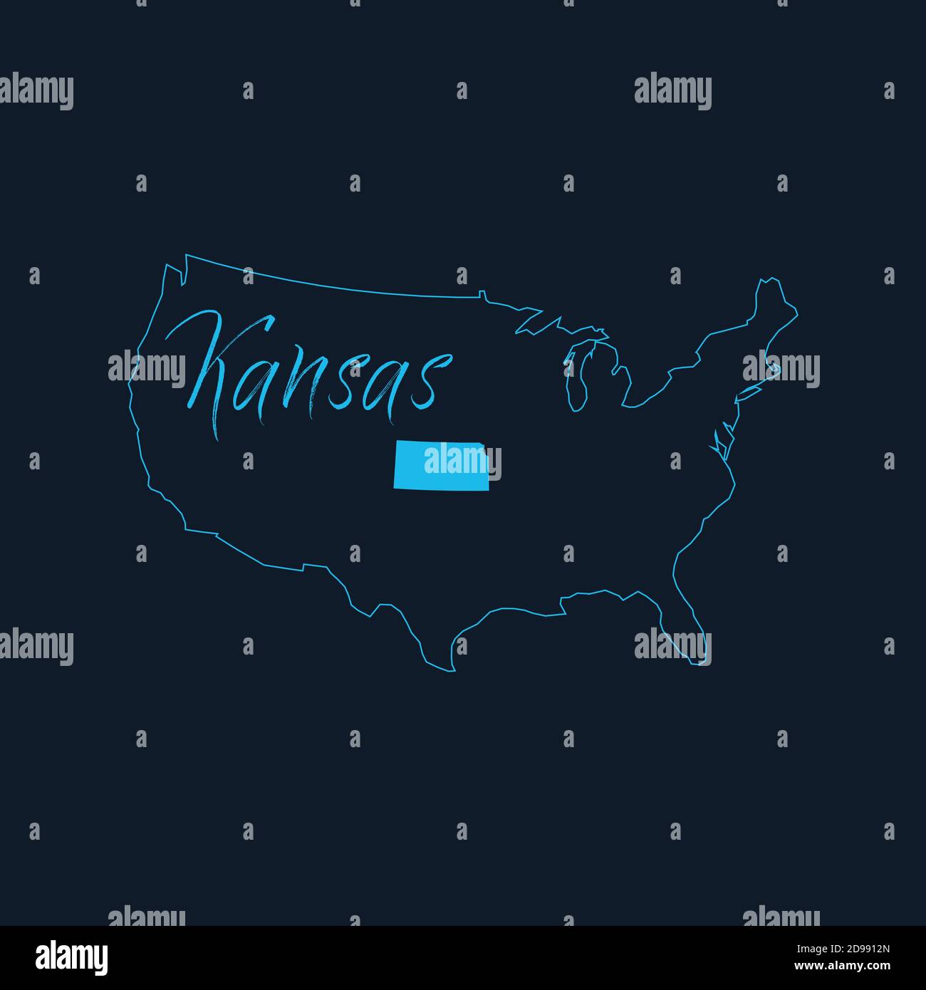 Kansas state highlighted on United States of America map , USA ...