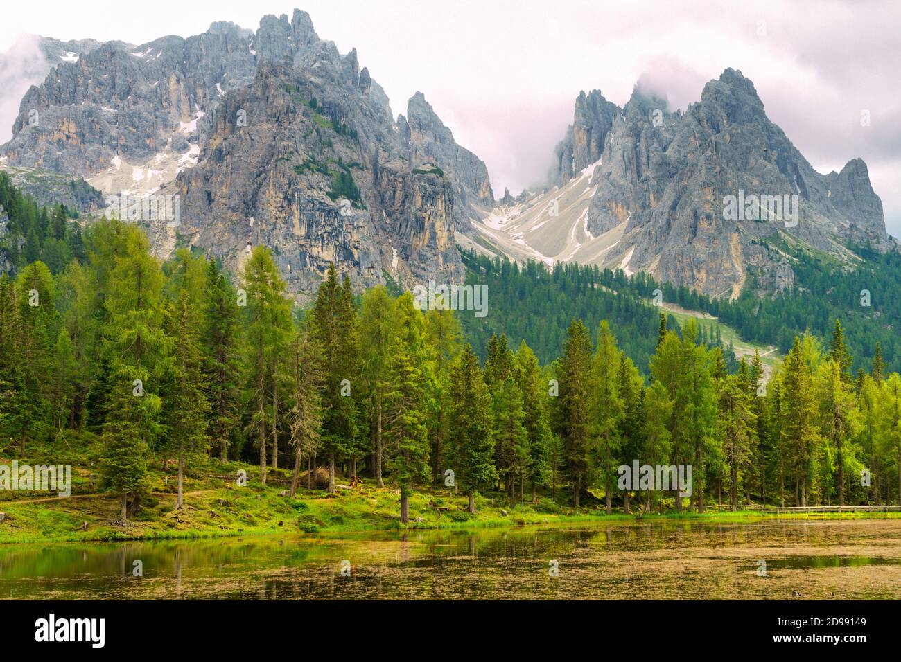 The lake of Misurina, Belluno, Veneto, Italy, in the Dolomites, at ...