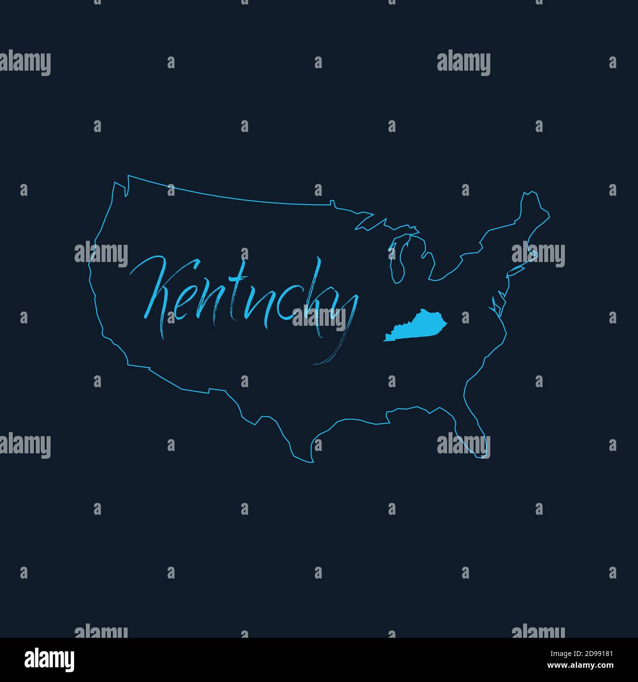 Kentucky state highlighted on United States of America map , USA ...
