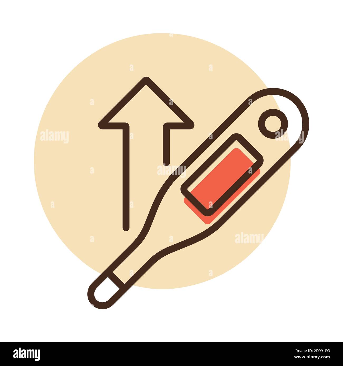 Increased temperature with thermometer vector icon. Medical sign ...