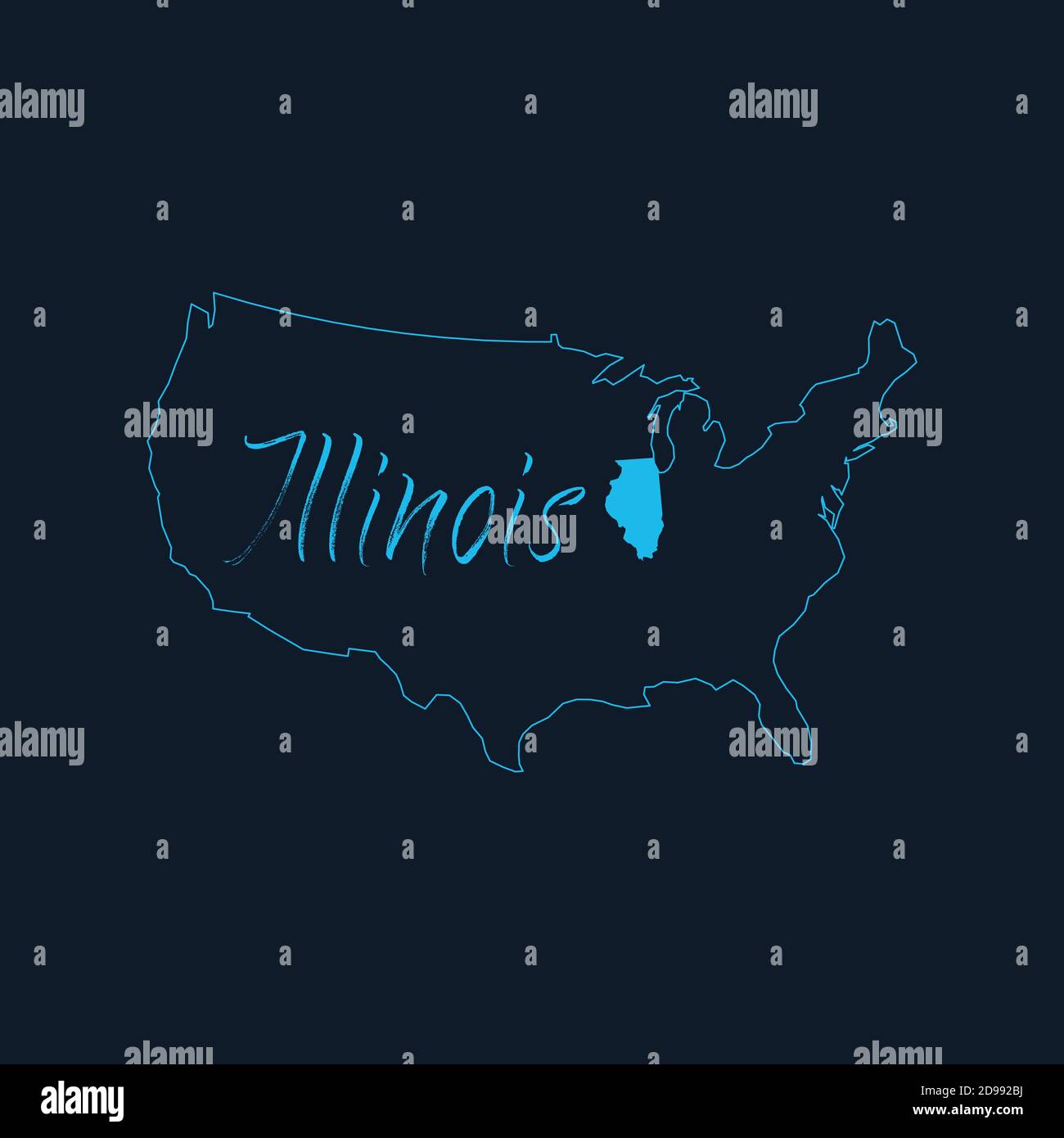 Illinois state highlighted on United States of America map , USA ...