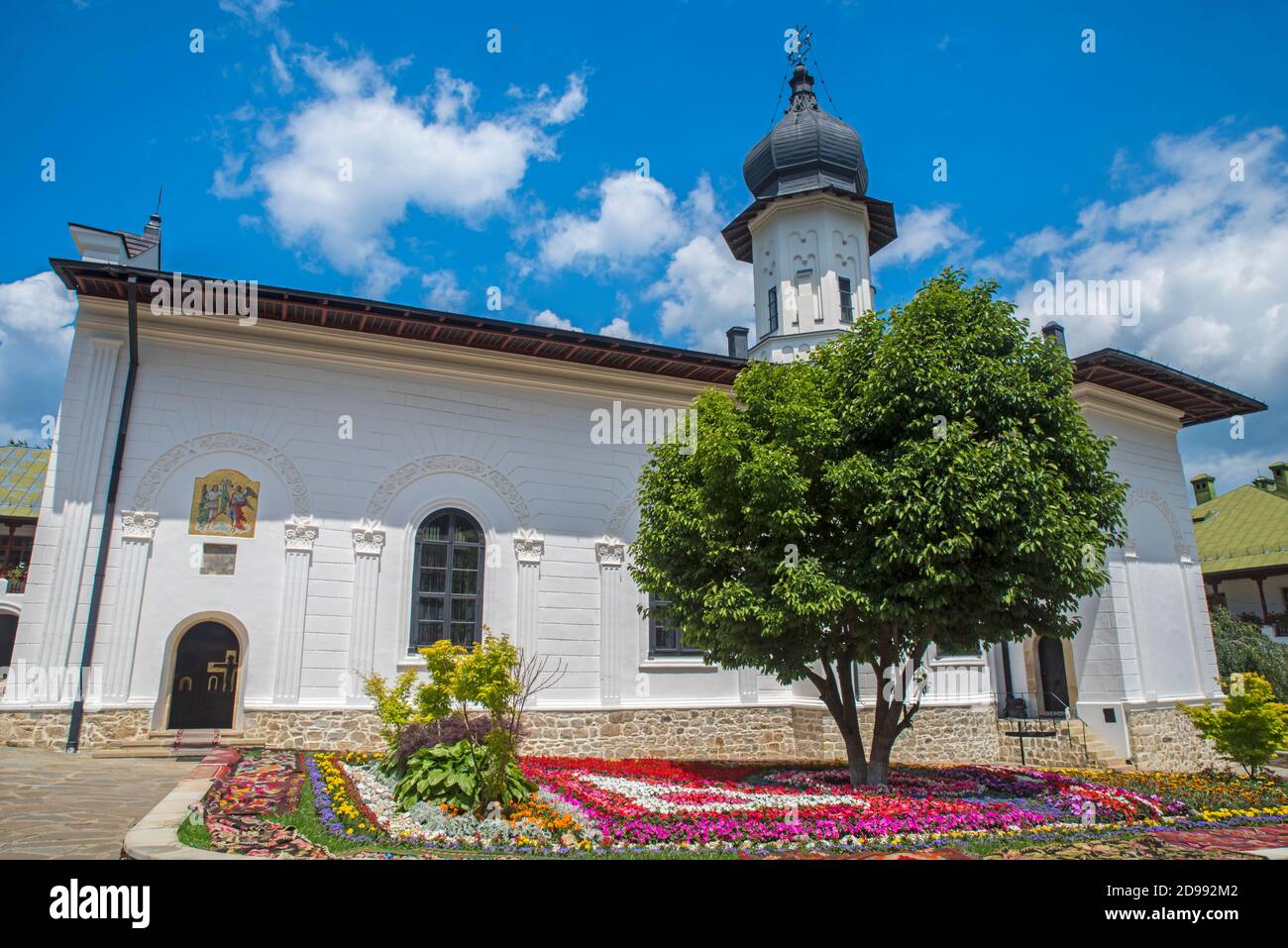 Ancient monastery church of Agapia in a summer landscape, Romanian ...