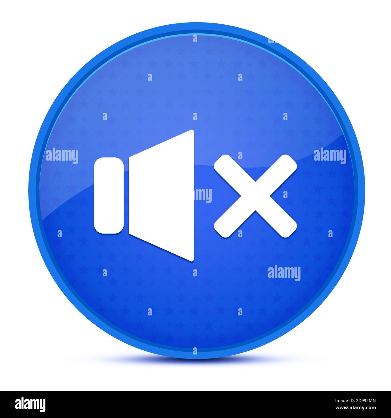 Mute sound aesthetic glossy blue round button abstract illustration ...