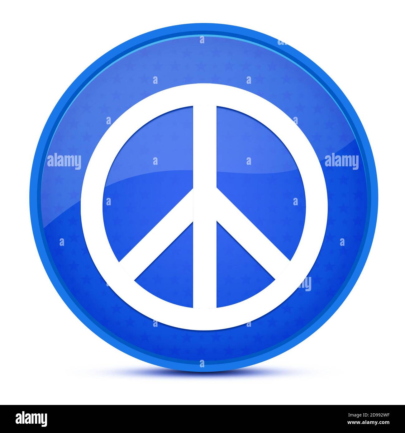 Peace sign aesthetic glossy blue round button abstract illustration ...