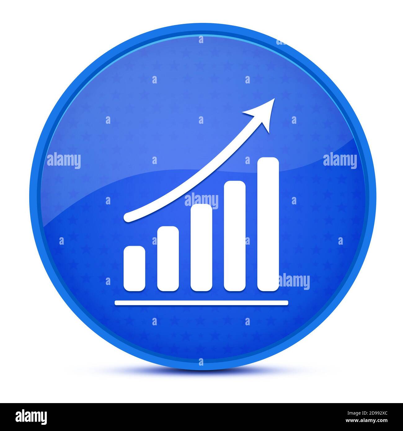 Statistics up aesthetic glossy blue round button abstract illustration ...