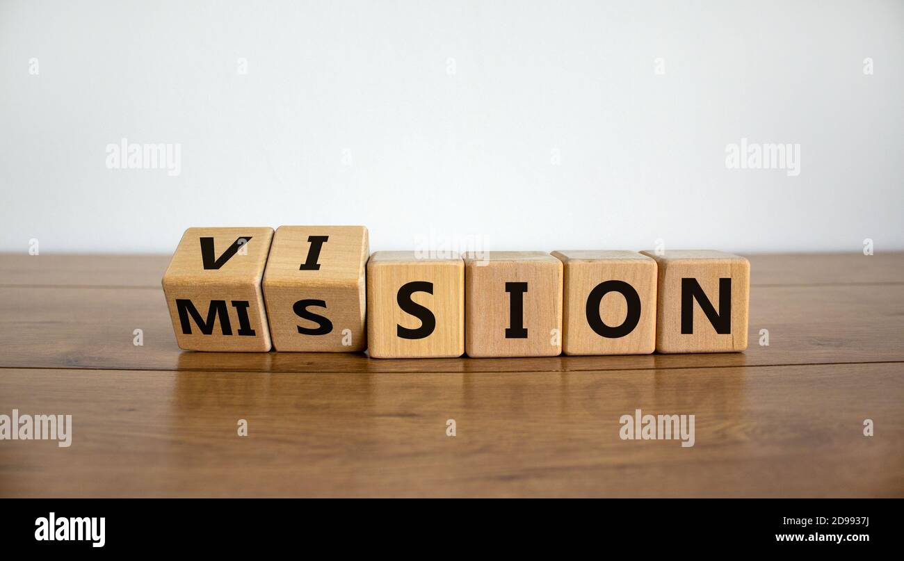 Turned wooden cubes and changed the word 'mission' to 'vision ...