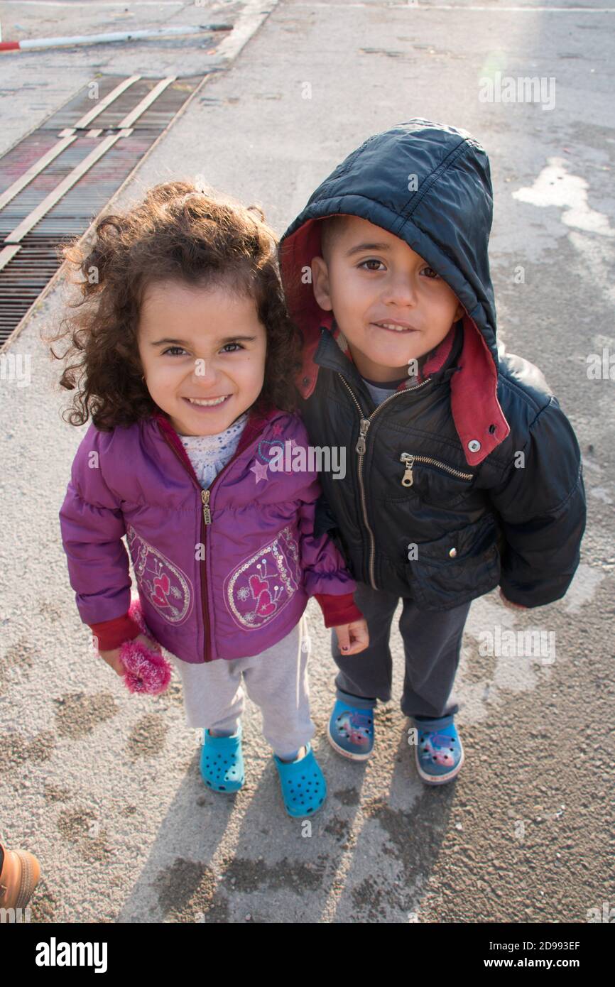 Refugee children playing europe hi-res stock photography and images - Alamy