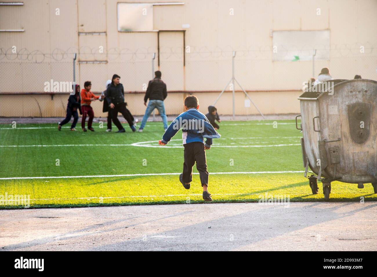 Refugee children playing europe hi-res stock photography and images - Alamy