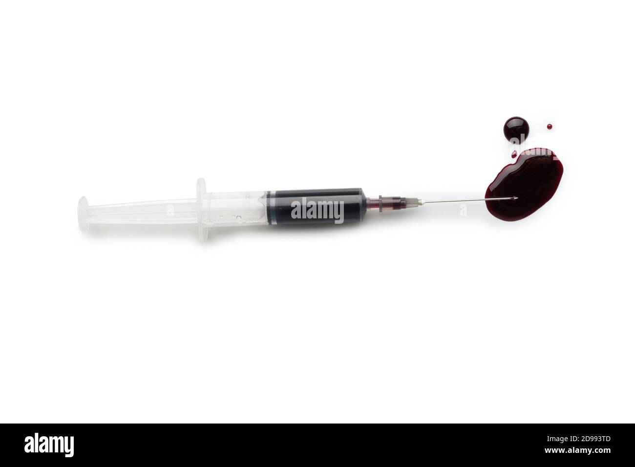 Bloody syringe isolated on white background Stock Photo - Alamy
