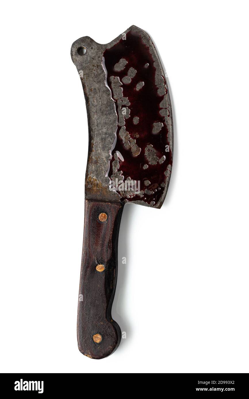 Bloody ax isolated on white background Stock Photo - Alamy