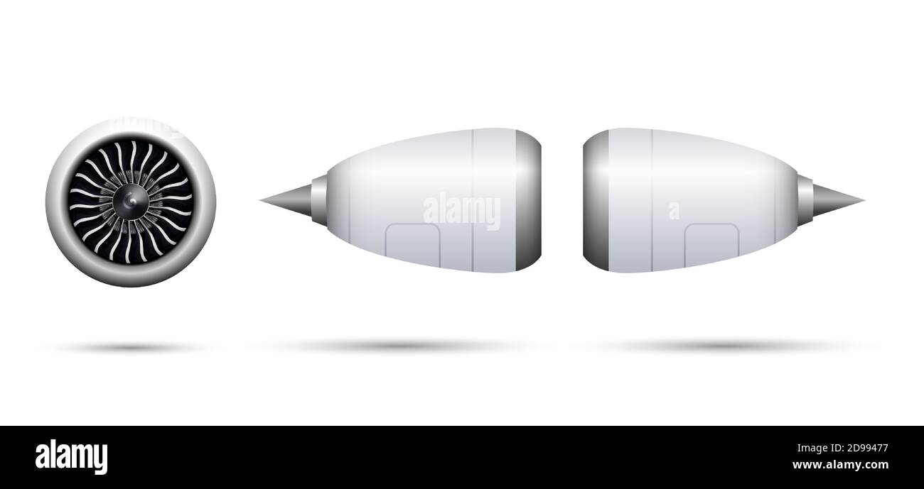 Realistic turbo-jet engine of airplane isolated on white background ...