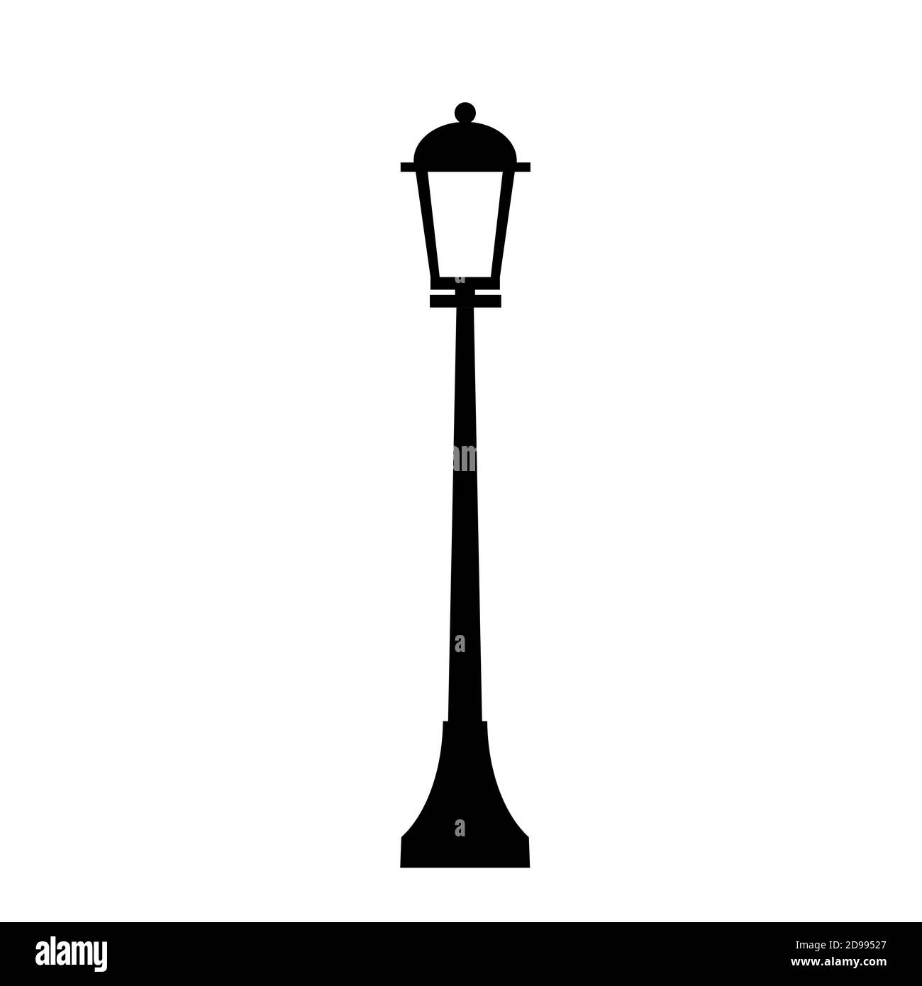 Street lamp in retro style. Black silhouette pattern on a white ...