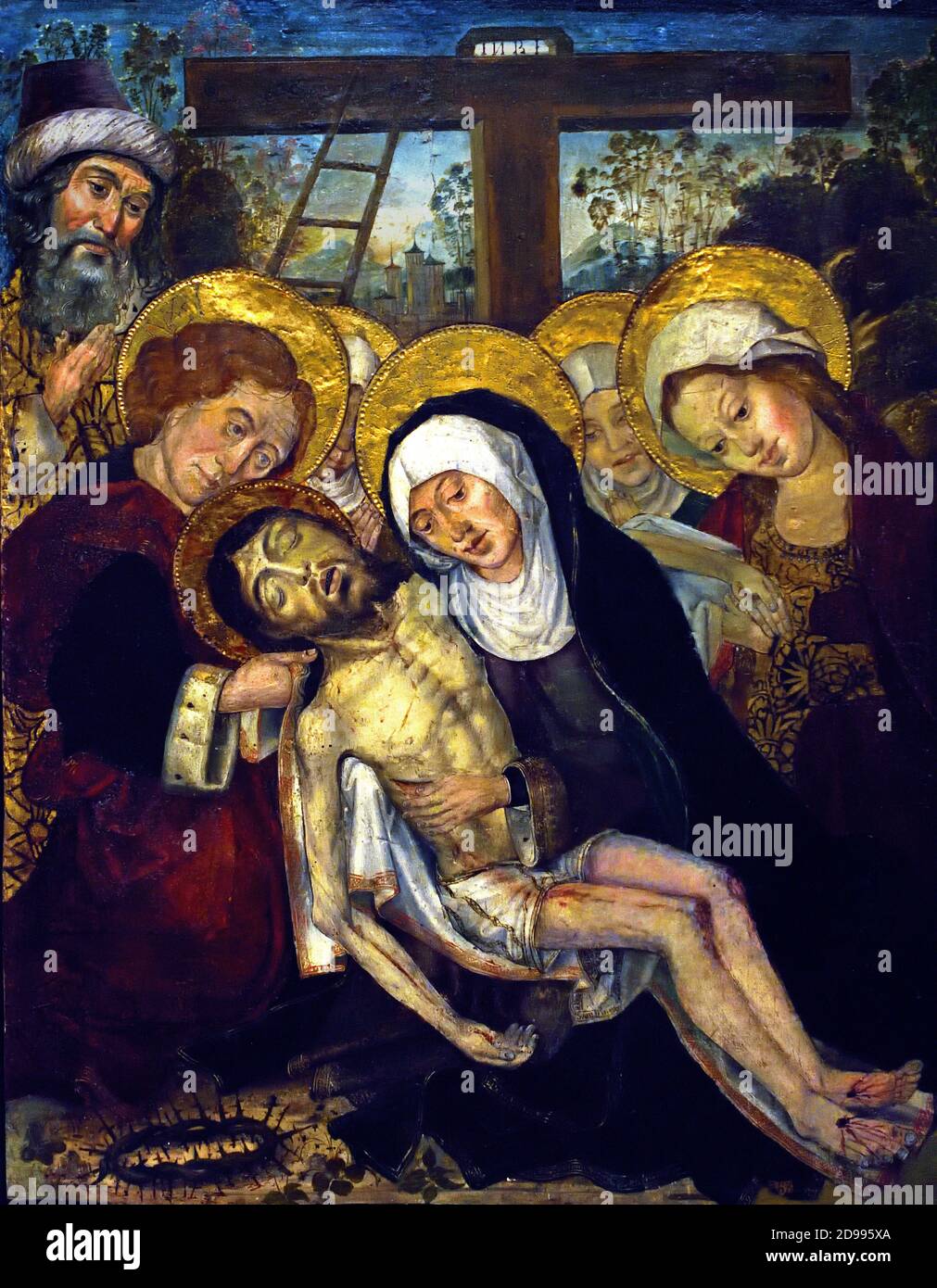 Decent from the cross 1450 Brussels workshop Flemish Gothic, Spain ...