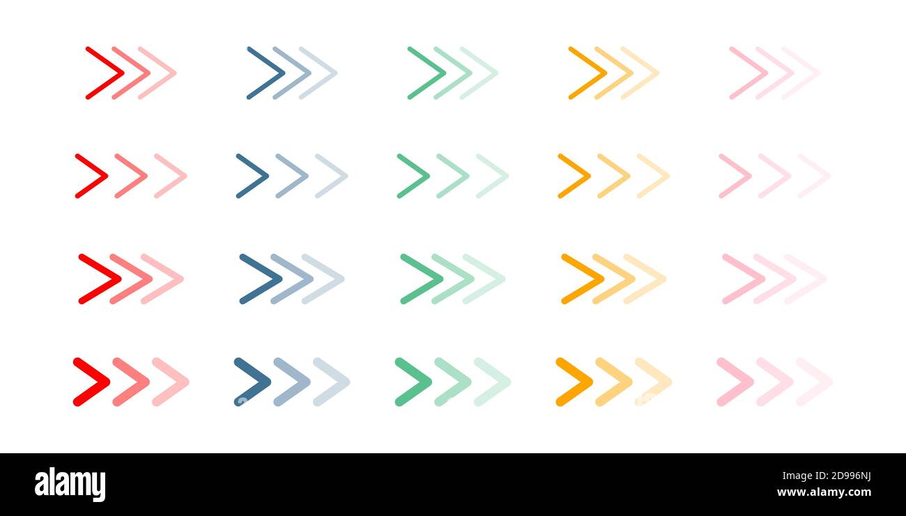 Arrow set icon. Colored arrow symbols. Arrow isolated vector Stock ...