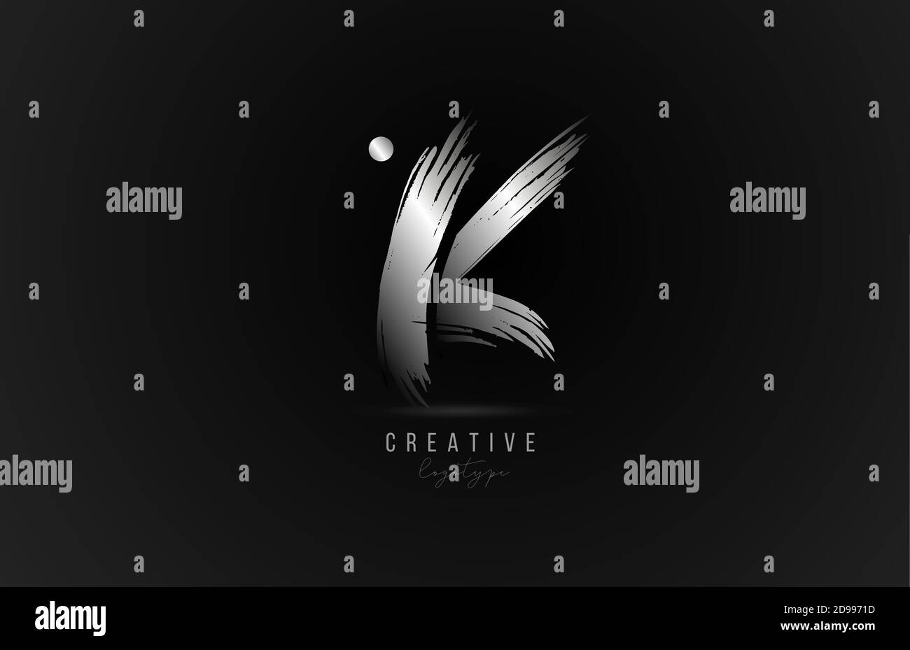 silver K alphabet letter logo icon in metal color. Metallic brand ...