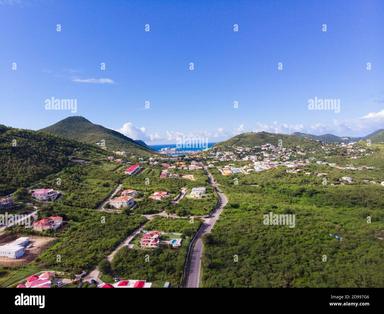Aerial picture taken of Dutch Sint Maarten. The caribbean island of ...